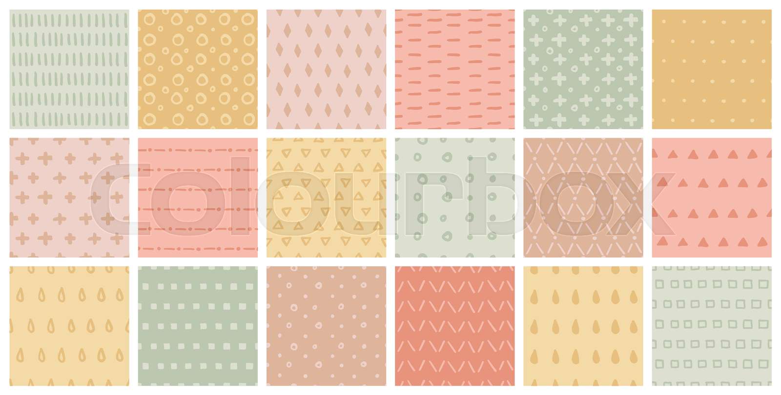 Simple hand drawn geometric pattern set. Abstract spots, dashes, dots ...