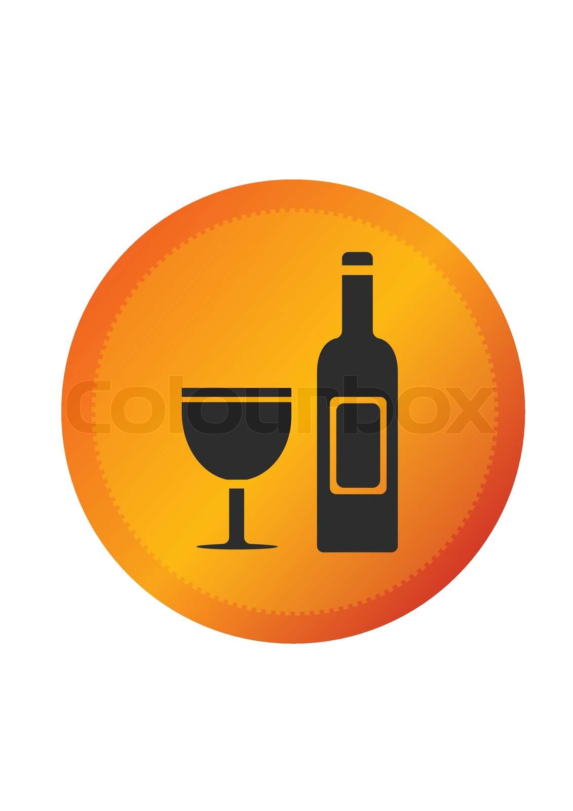 Wine button in orange | Stock vector | Colourbox
