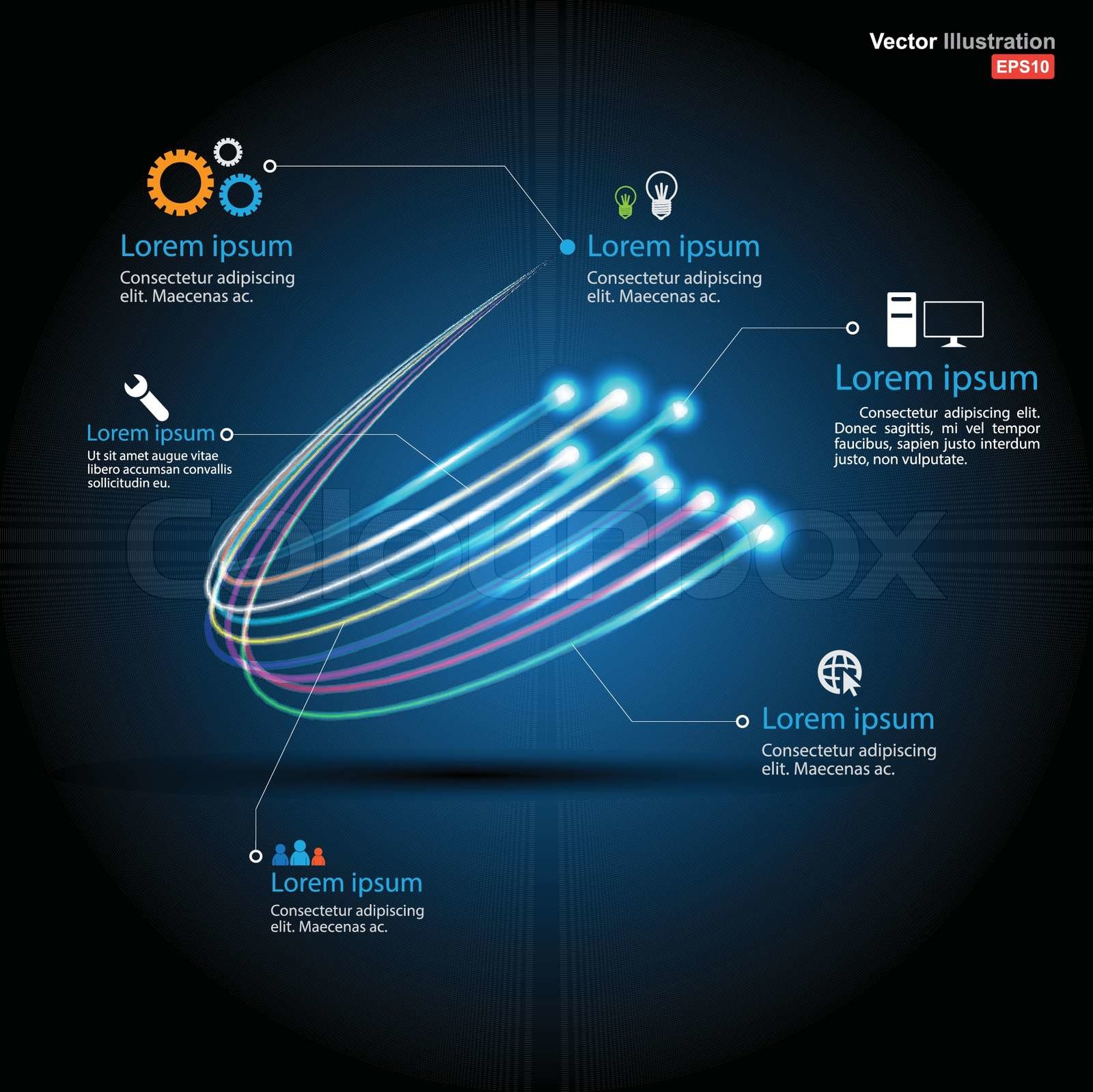 fiber optic vector / business communication / network technology ...