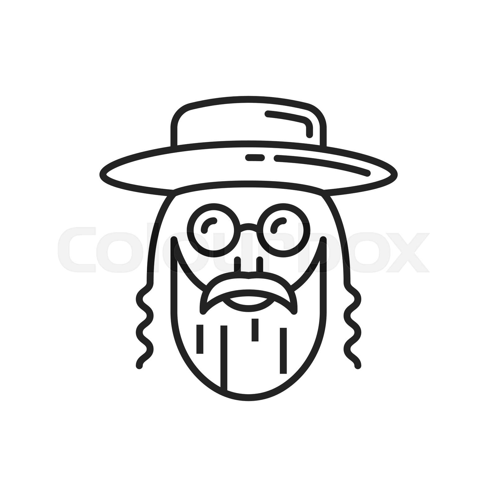 Rabbi jewish man vector line art | Stock vector | Colourbox