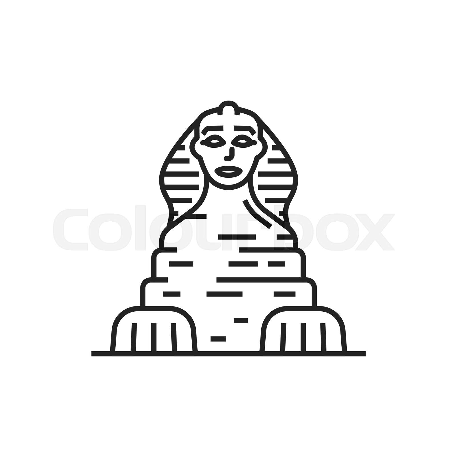 Sphinx outline vector icon Egyptian world landmark | Stock vector ...