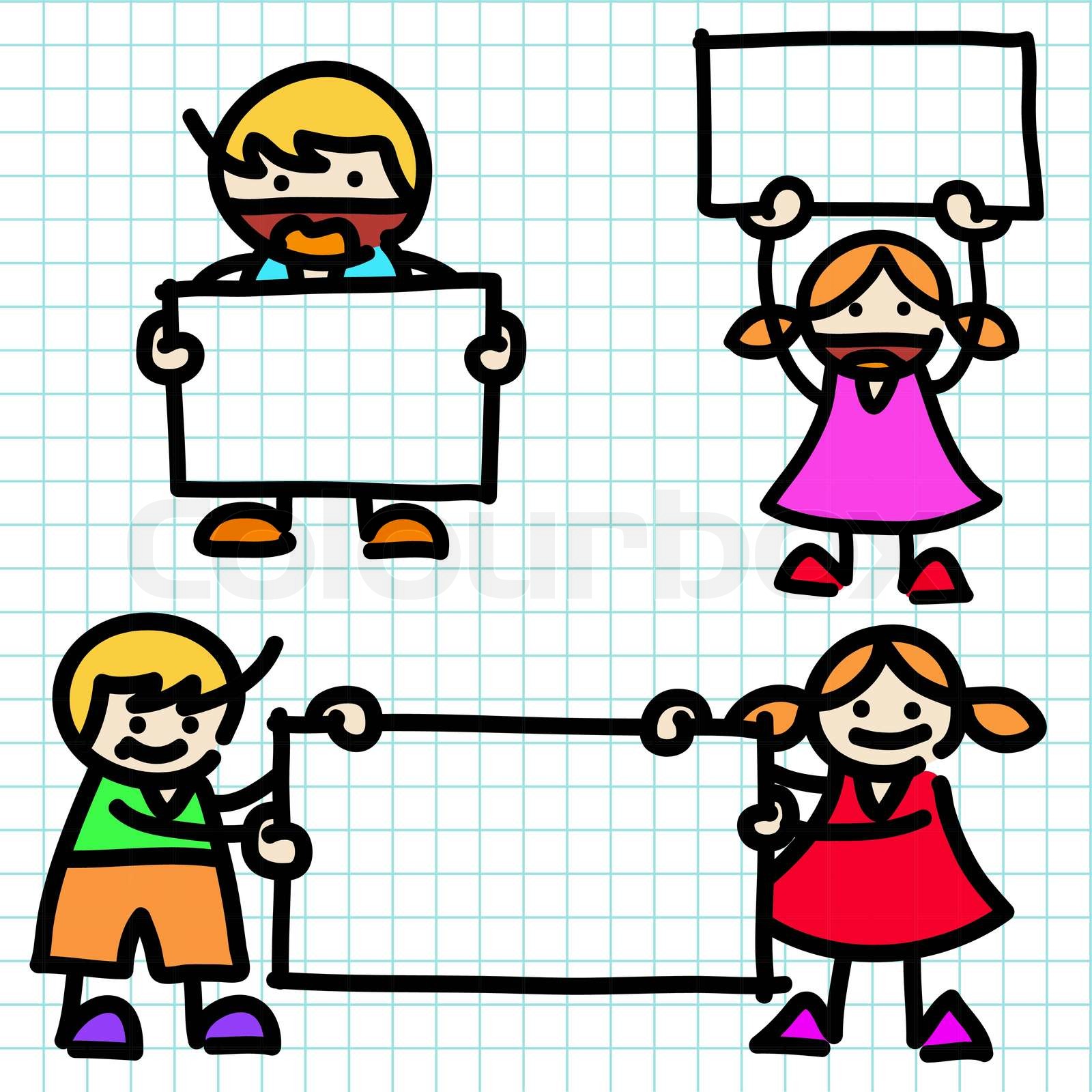 Kids hand writing cartoon | Stock vector | Colourbox