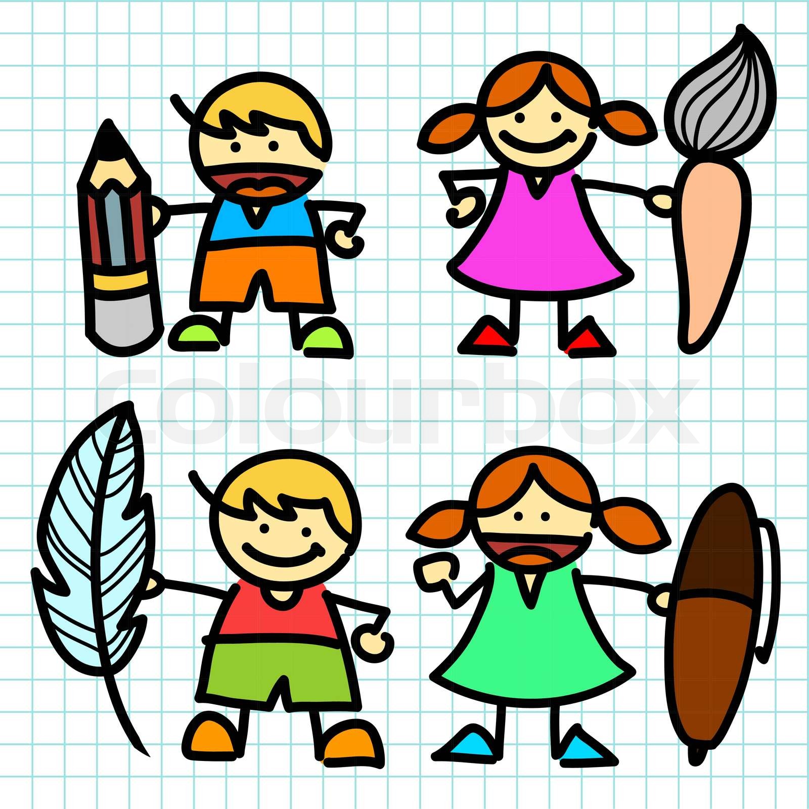 Kids hand writing cartoon | Stock vector | Colourbox