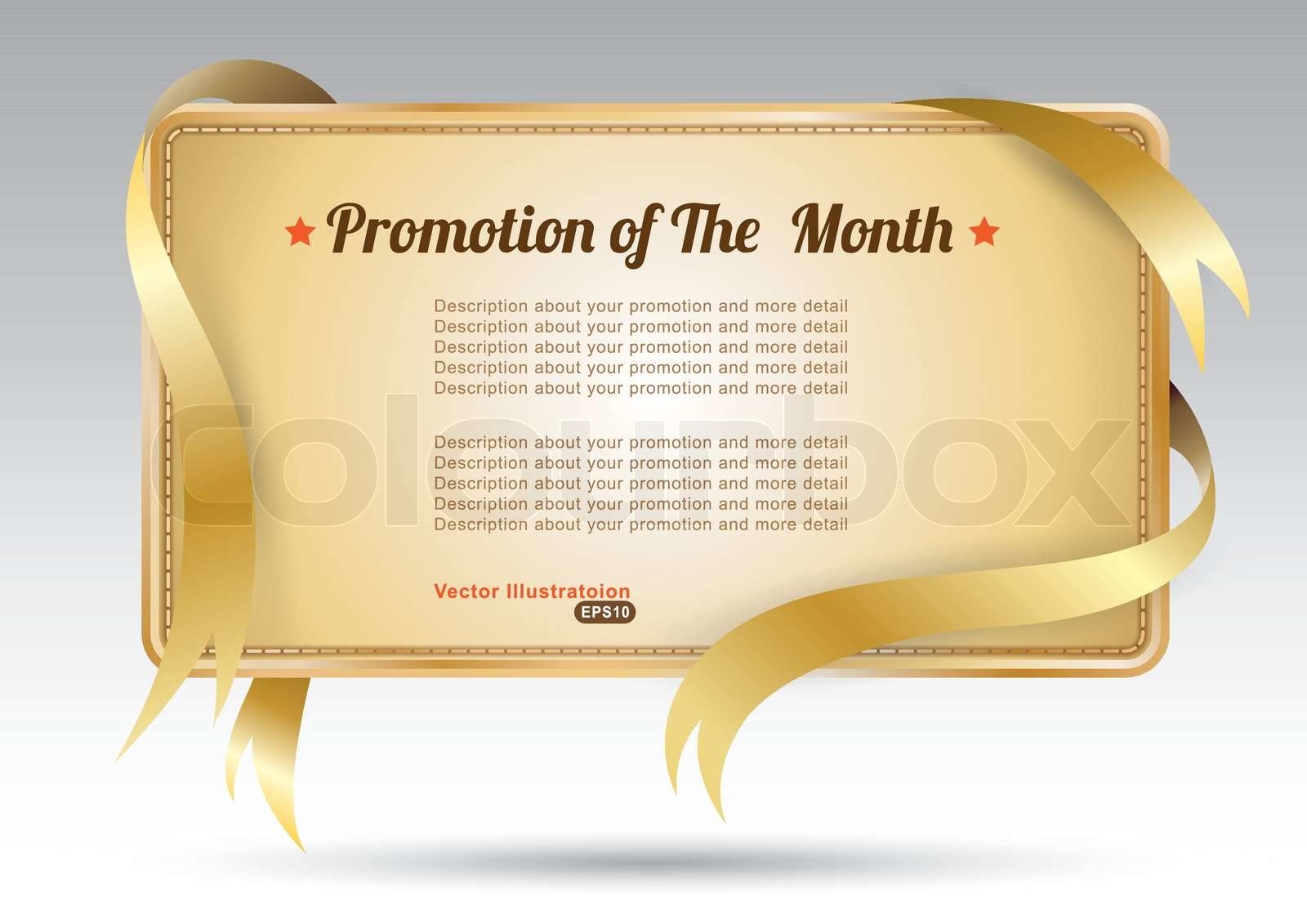 Banner promotion gold ribbon | Stock vector | Colourbox