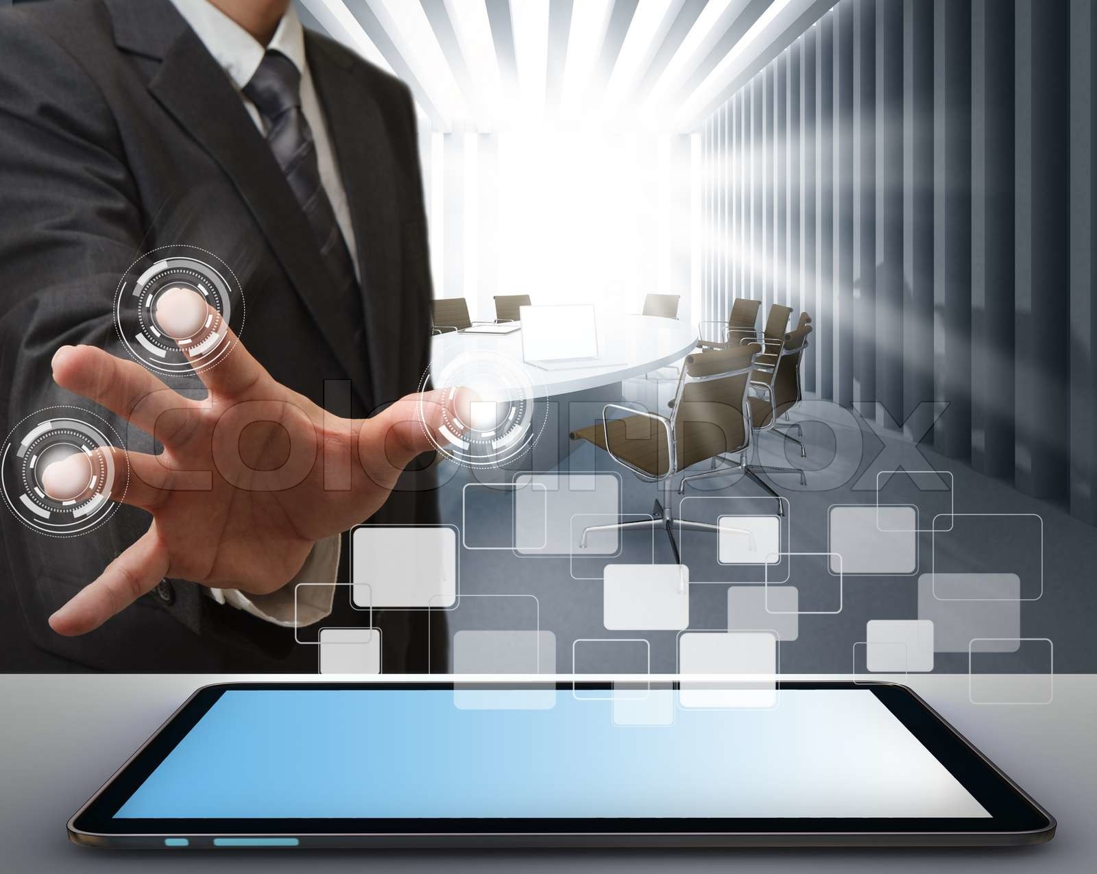 business man working on modern technology | Stock image | Colourbox