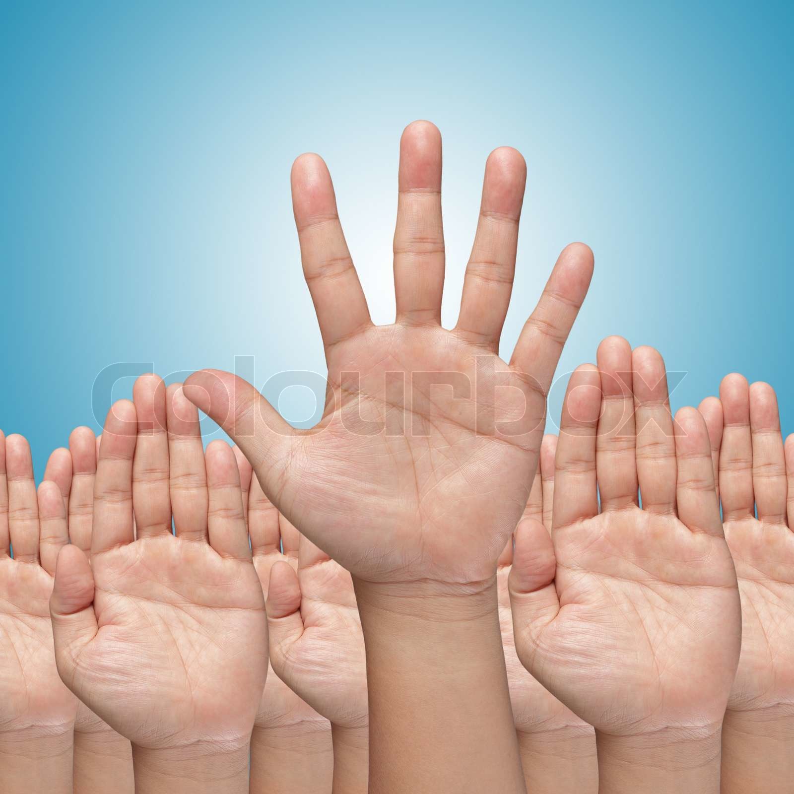 Many Hands raise high up | Stock image | Colourbox