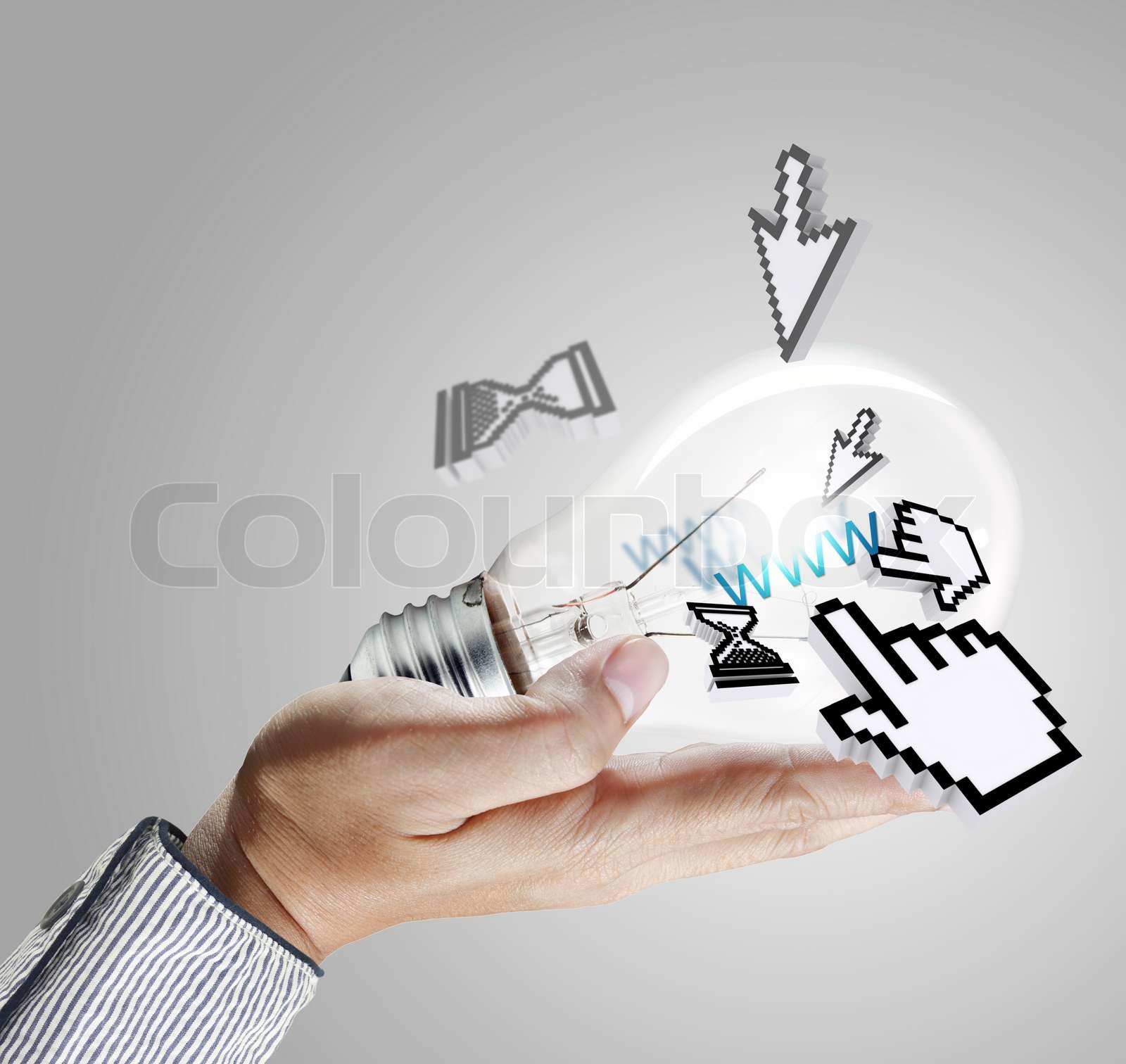 light bulb and computer cursor | Stock image | Colourbox