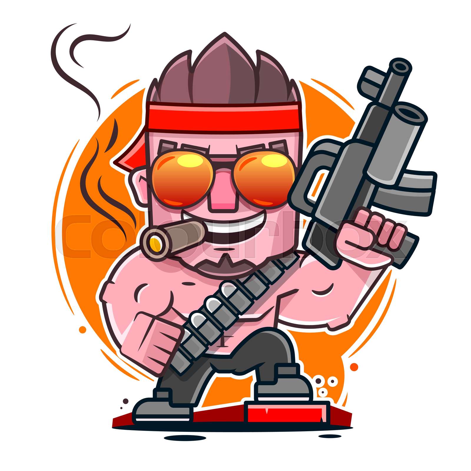 Cute style Ukrainian soldier running cartoon illustration | Stock ...