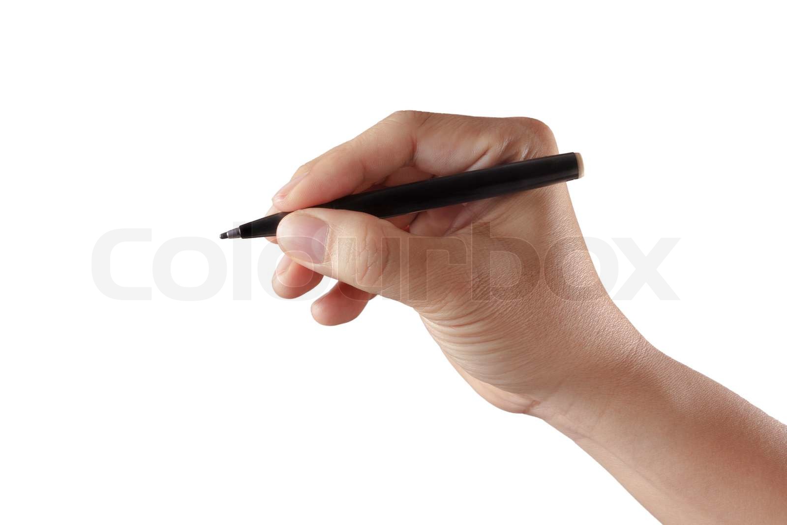 männliche Hand mit Stift isoliert | Stock Bild | Colourbox