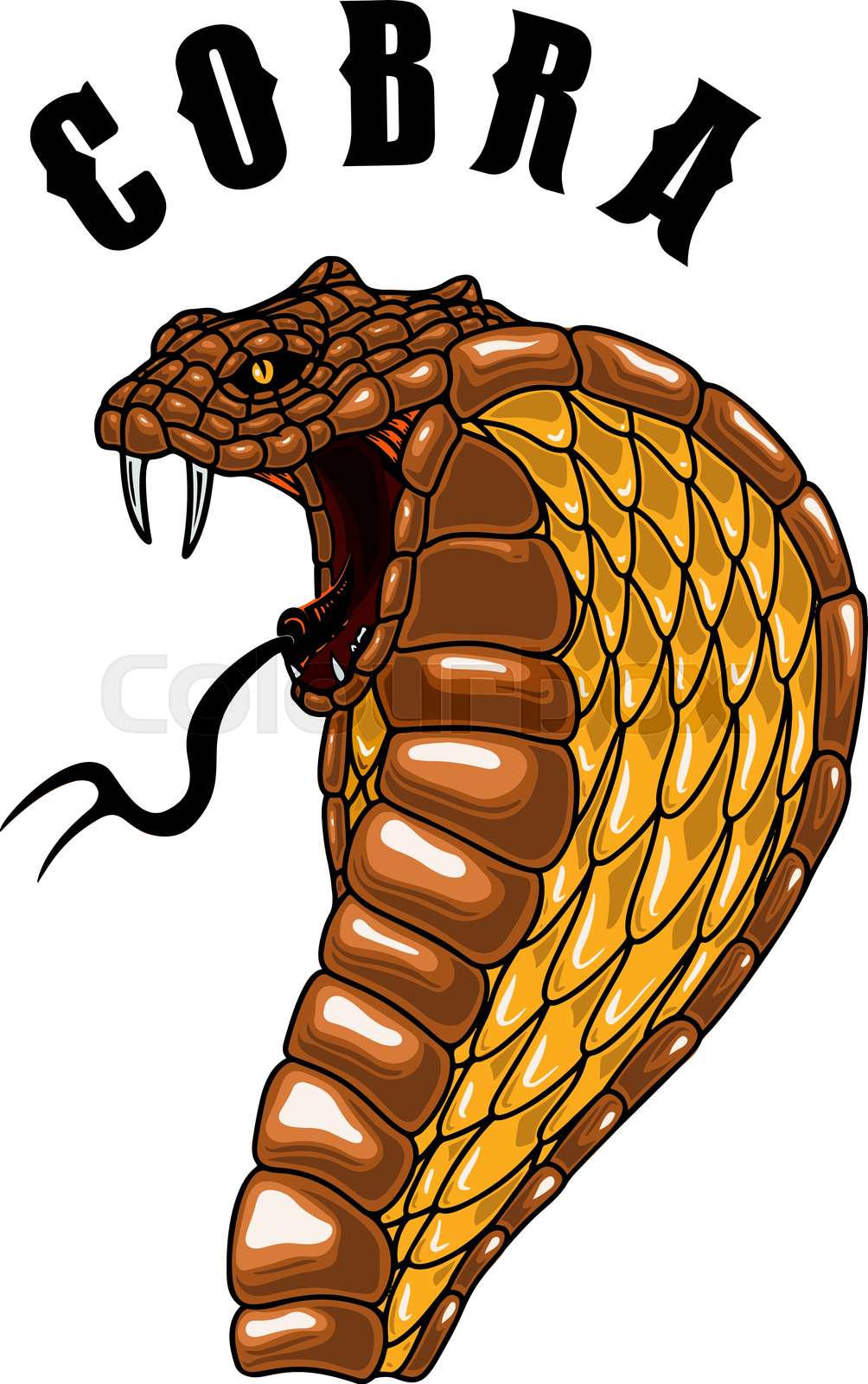 Illustration of cobra snake in engraving style. Design element for logo ...