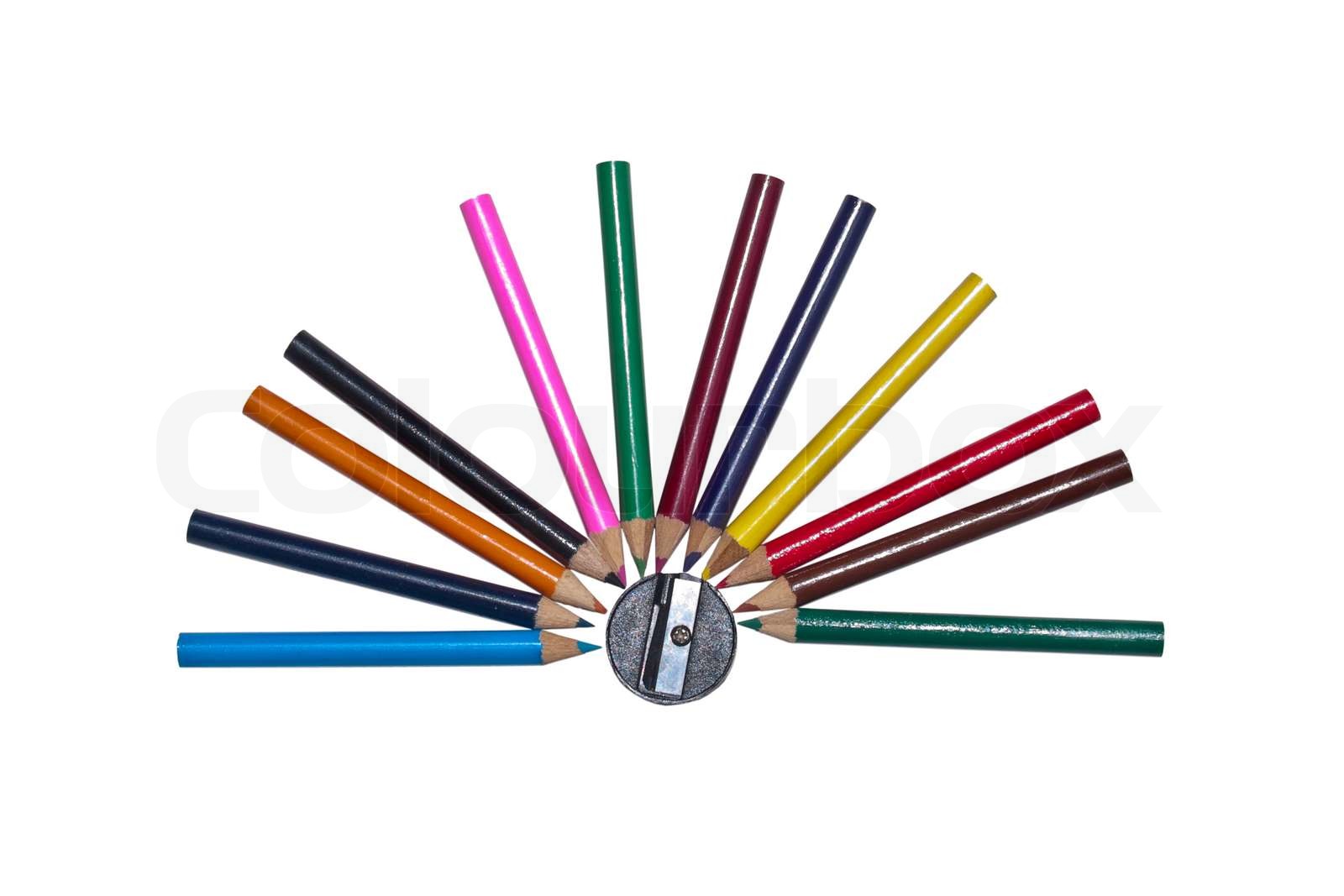 Farbe Bleistifte und Spitzer | Stock Bild | Colourbox