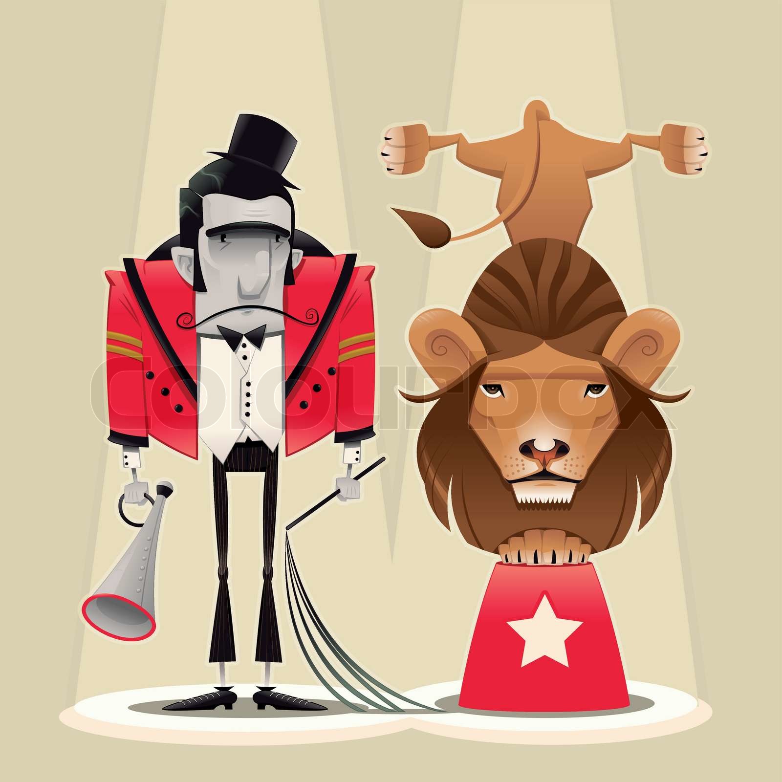 Lion Tamer with lion. | Stock vector | Colourbox