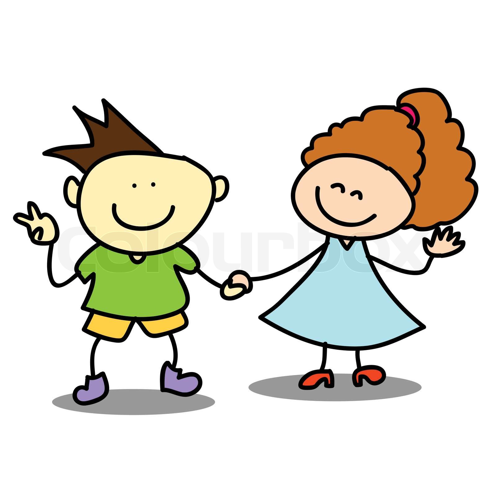 happy kids cartoon Hand gezeichnet | Stock-Vektor | Colourbox