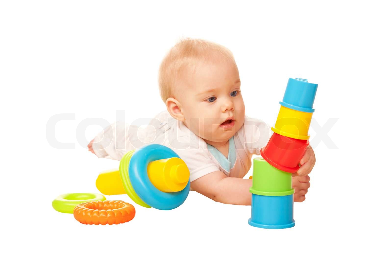 Baby- Gebäude Turm aus bunten Blöcken | Stock Bild | Colourbox