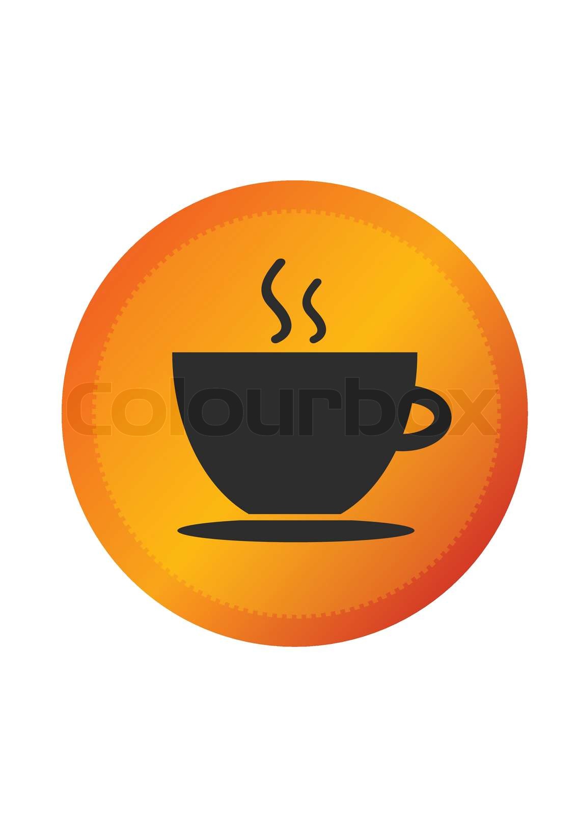 Kaffe ikon på gylden knap | Stock vektor | Colourbox