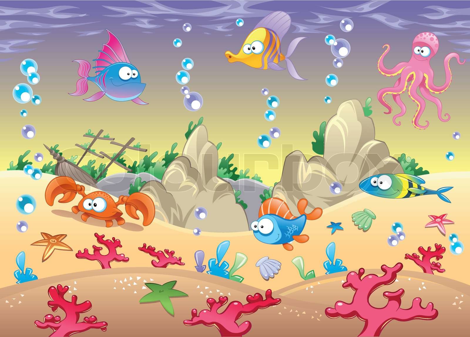 Family Of Marine Animals In The Sea Stock Vector Colourbox family-of-marine-animals-in-the-sea-stock-vector-colourbox