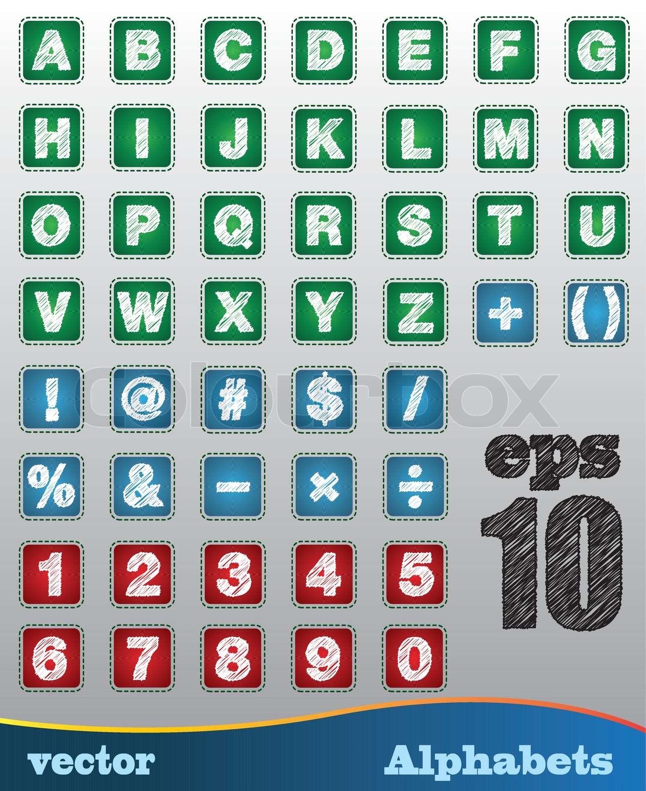 vector sketch alphabet number | Stock vector | Colourbox