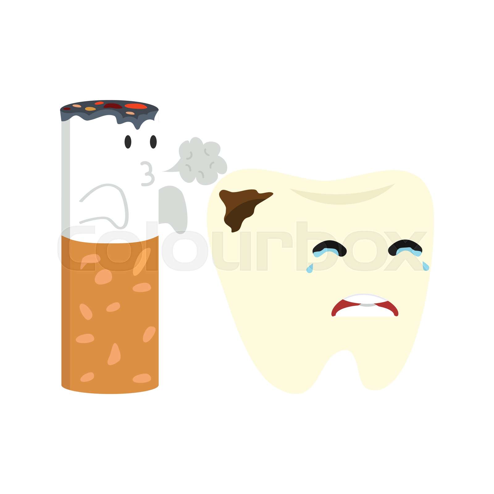 tooth and cigarette Cartoon vector | Stock vector | Colourbox