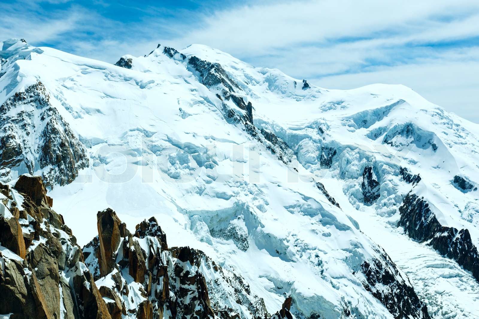 Mont Blanc Massiv Blick vom Aiguille du Midi Mount, Französisch | Stock ...