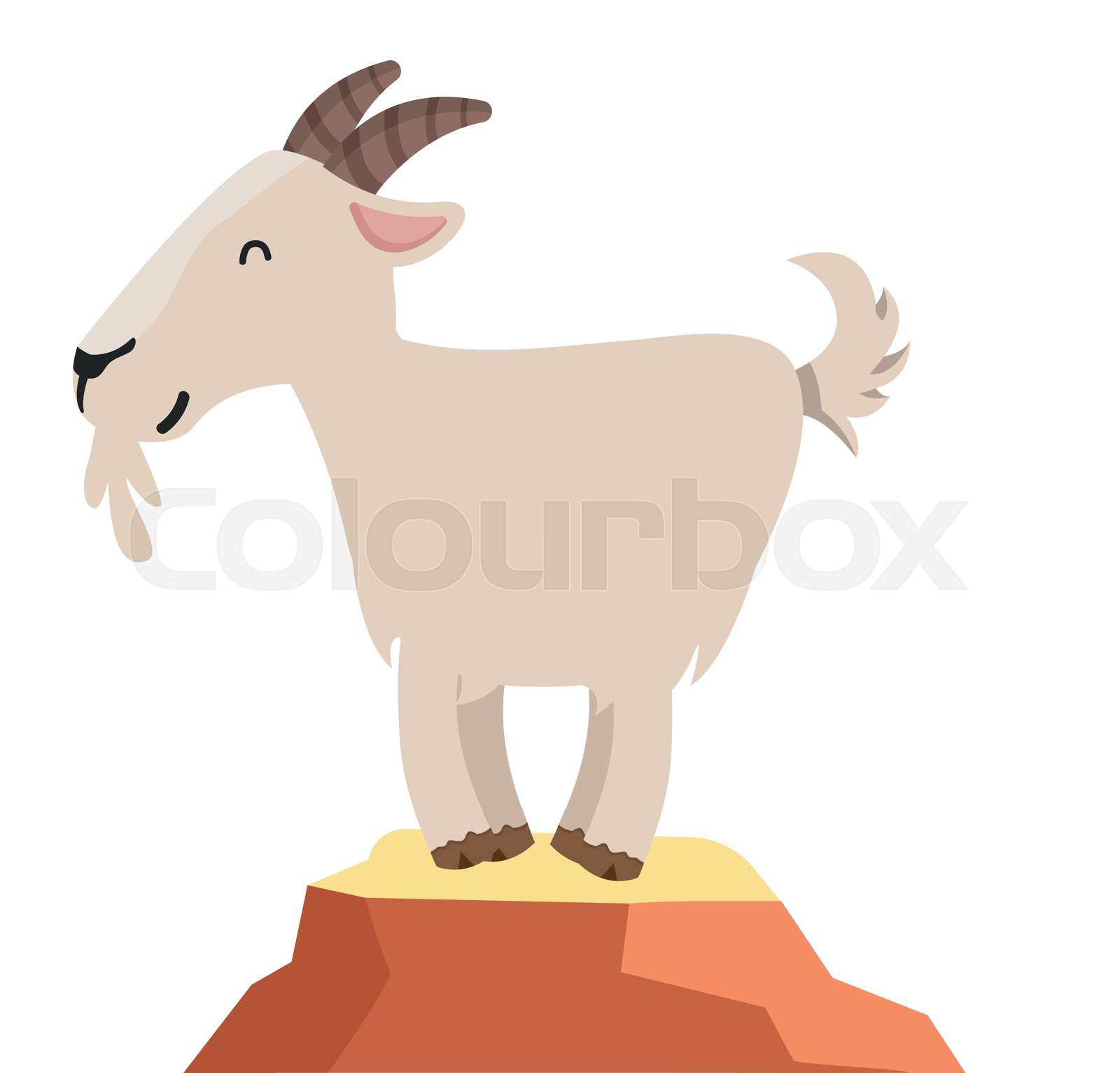 Cartoon goat on the top of a mountain | Stock vector | Colourbox