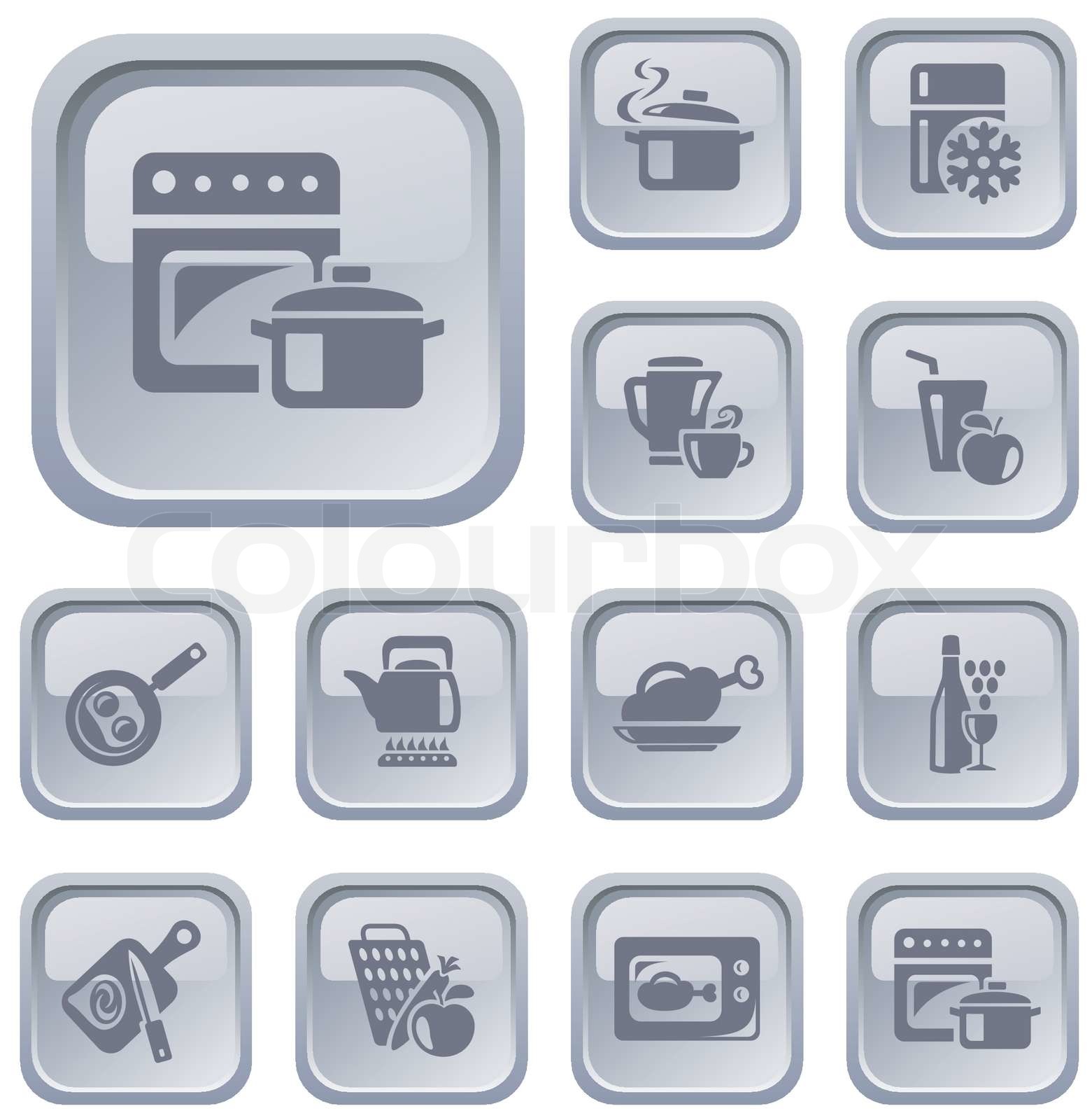 Kitchen and cooking button set | Stock vector | Colourbox
