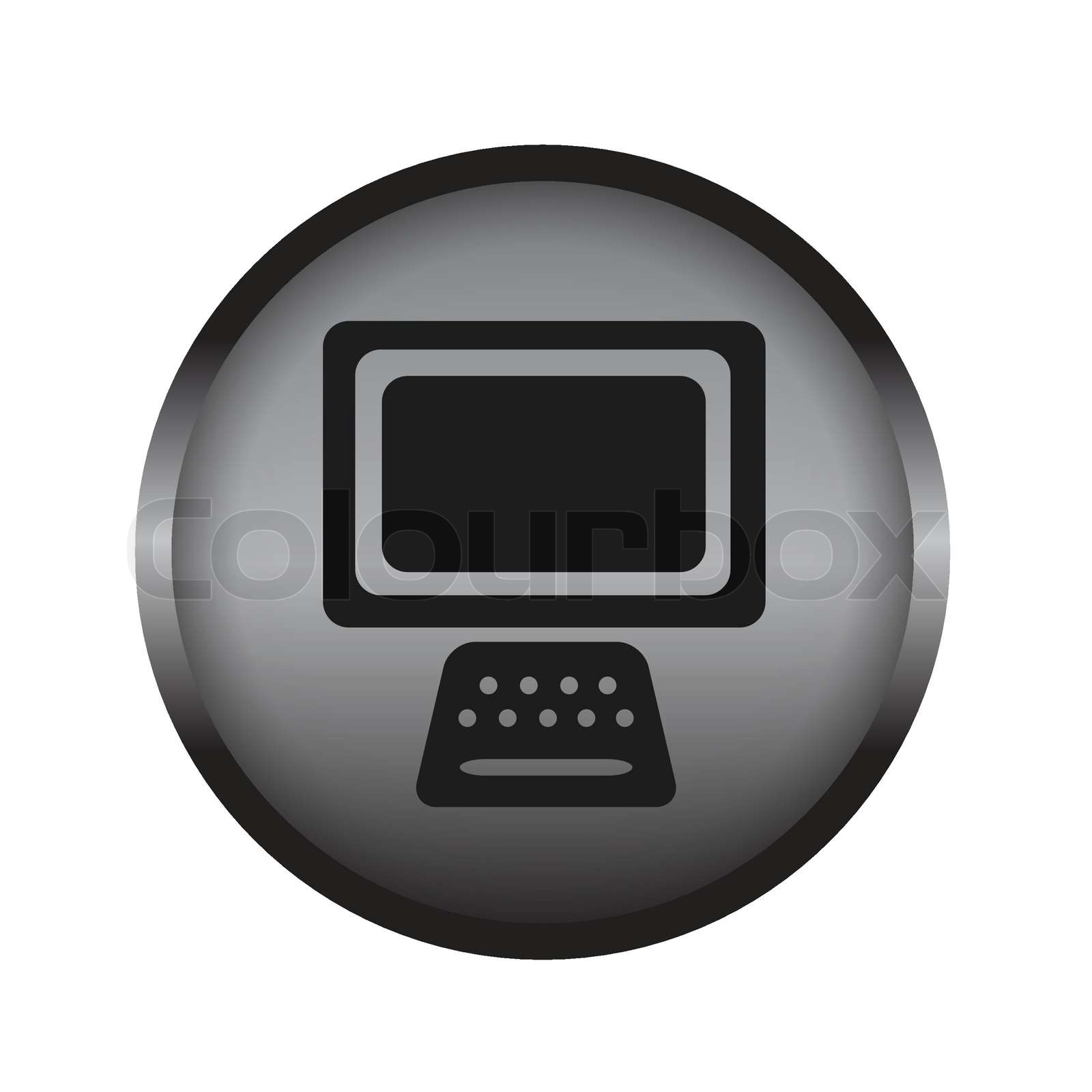 Computer ikon på rund knap | Stock vektor | Colourbox
