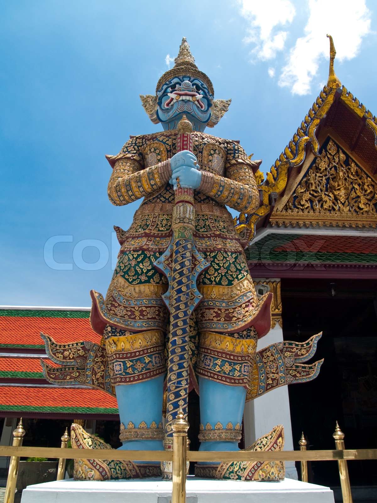 Statues of blue mythological giants | Stock image | Colourbox