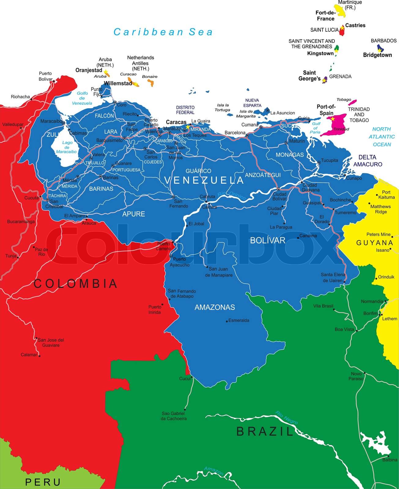 Venezuela map | Stock vector | Colourbox