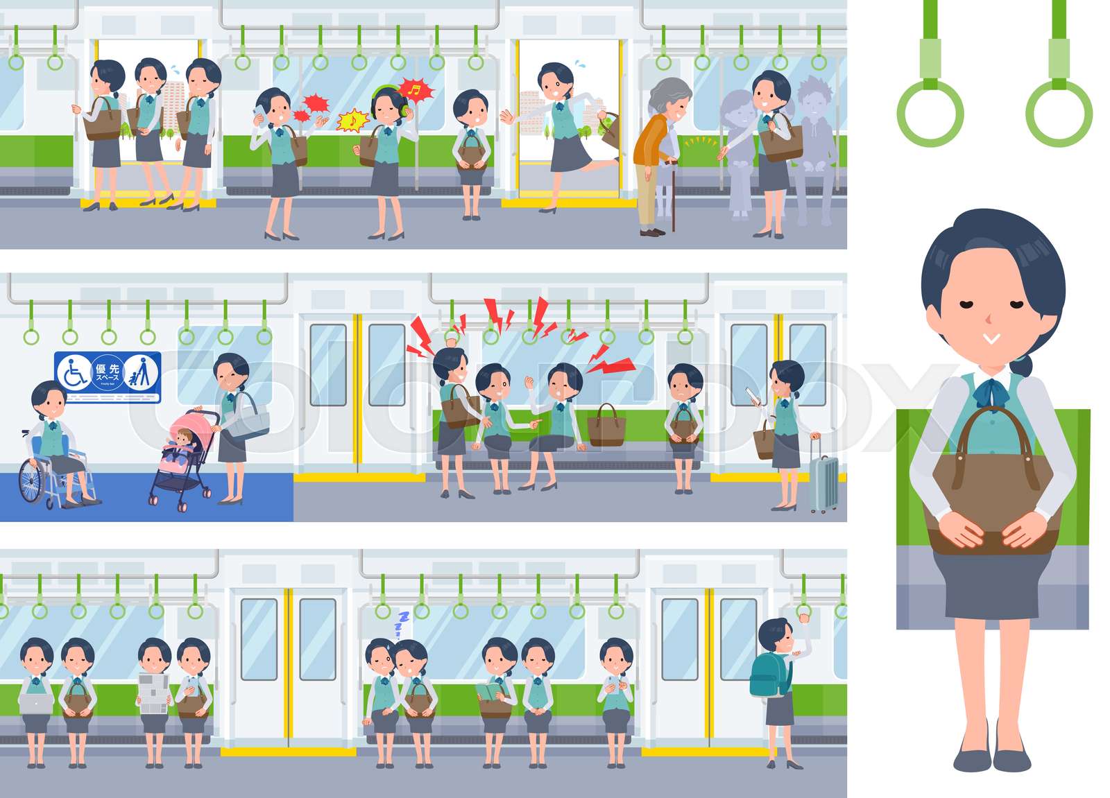 A set of Clerk woman on the train | Stock vector | Colourbox