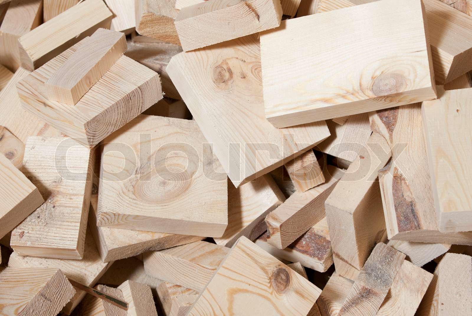 Heap of pine wood cuttings | Stock image | Colourbox