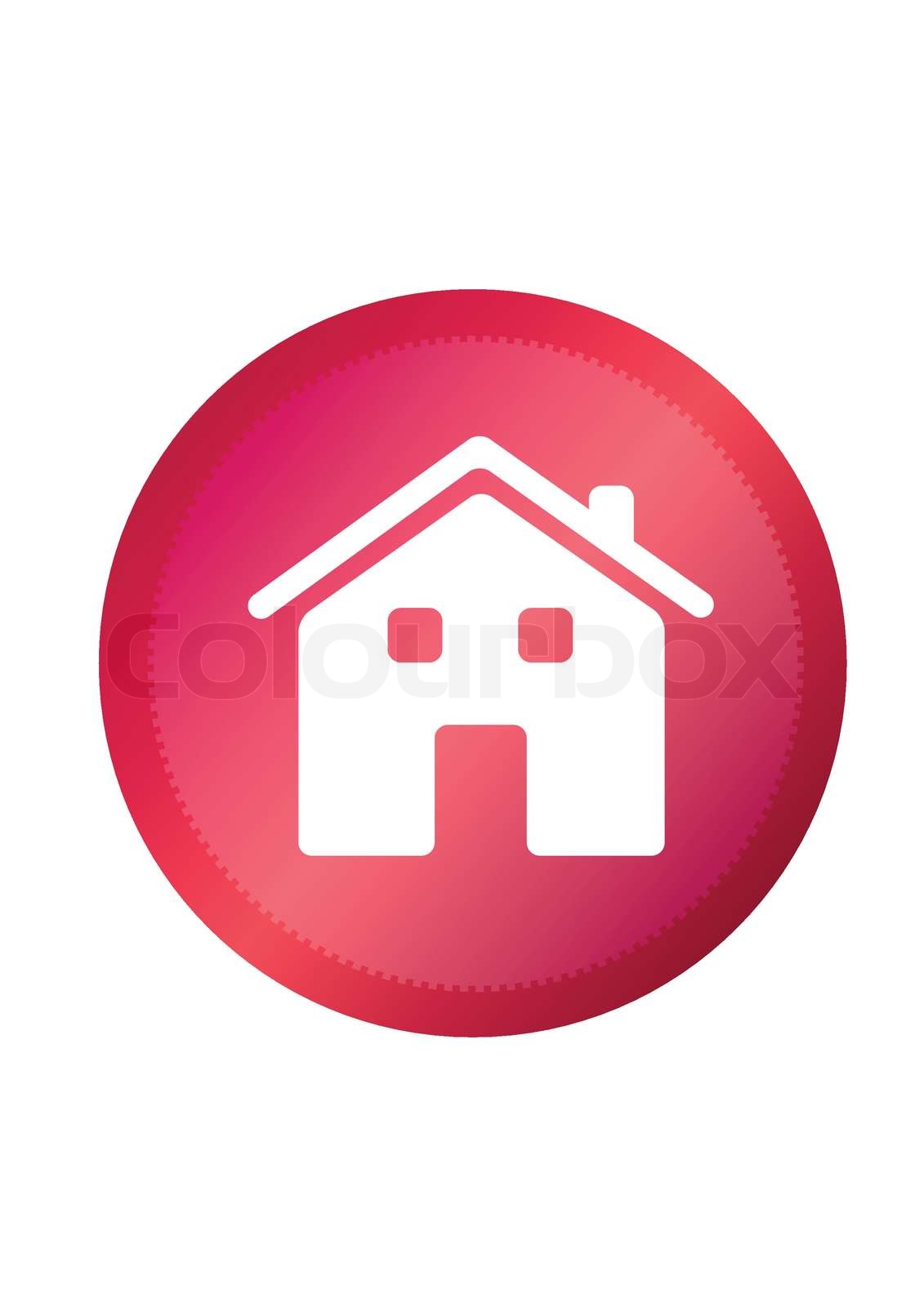 House on glossy pink button | Stock vector | Colourbox