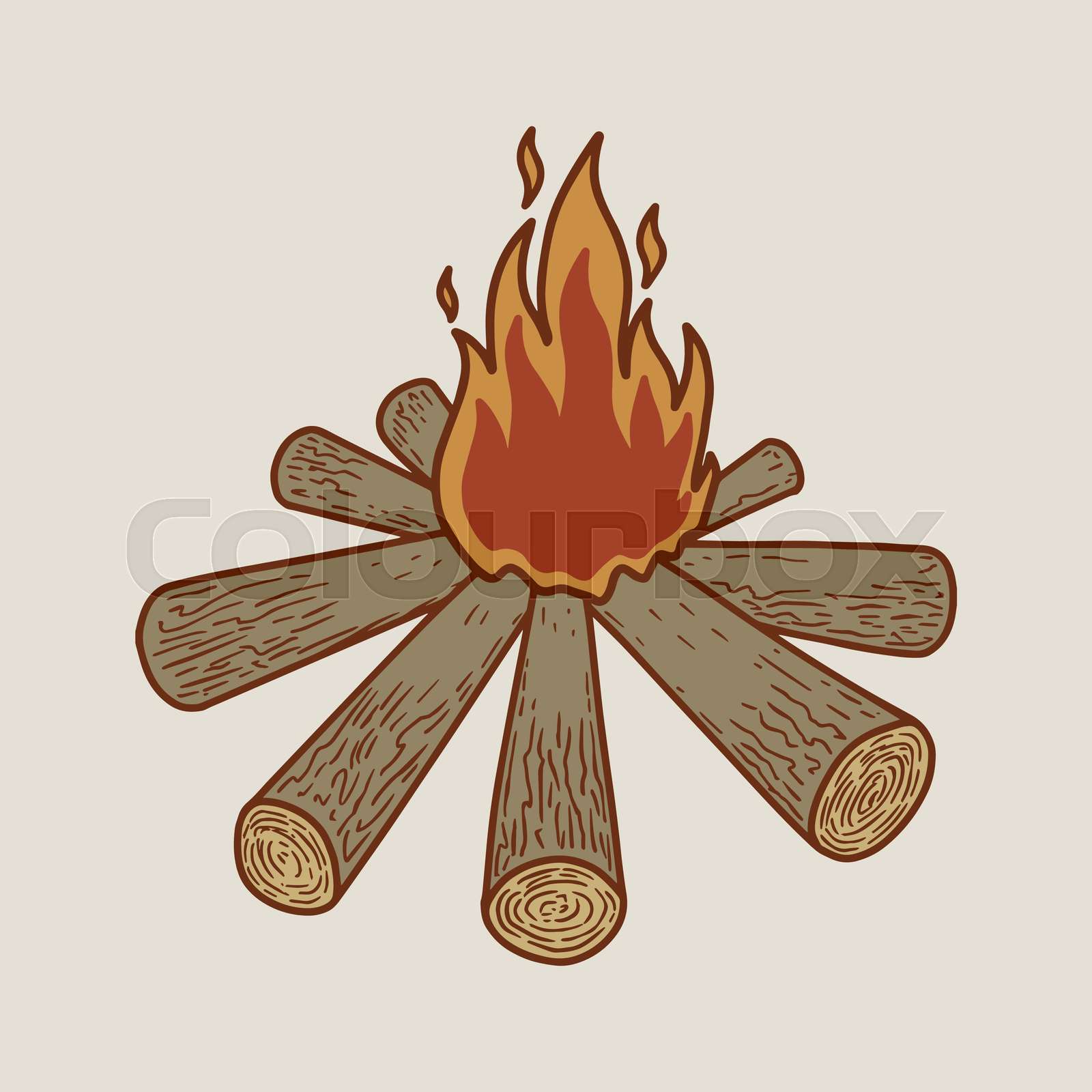 Illustration of tourist campfire. Design element for poster, card ...