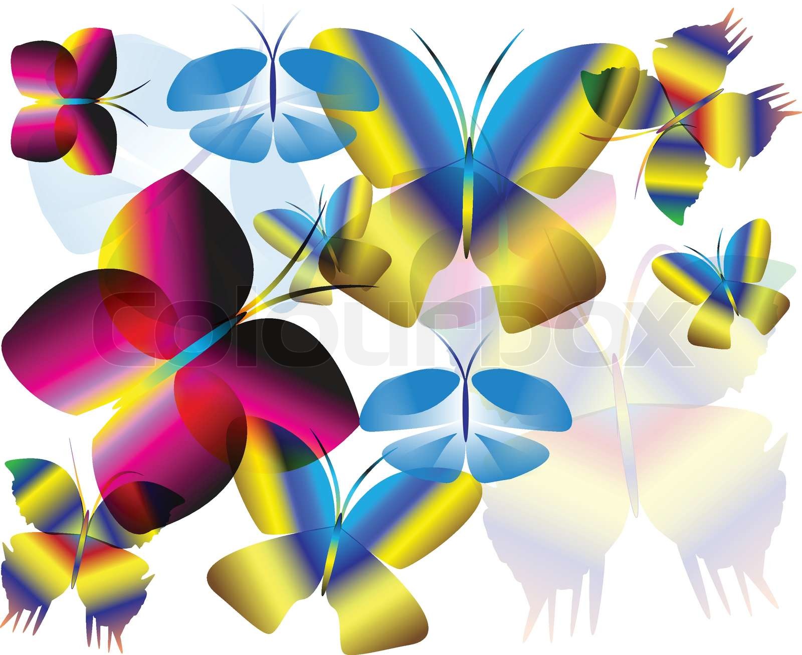 Multicolor Flying Butterfly Wall Background | Stock vector | Colourbox