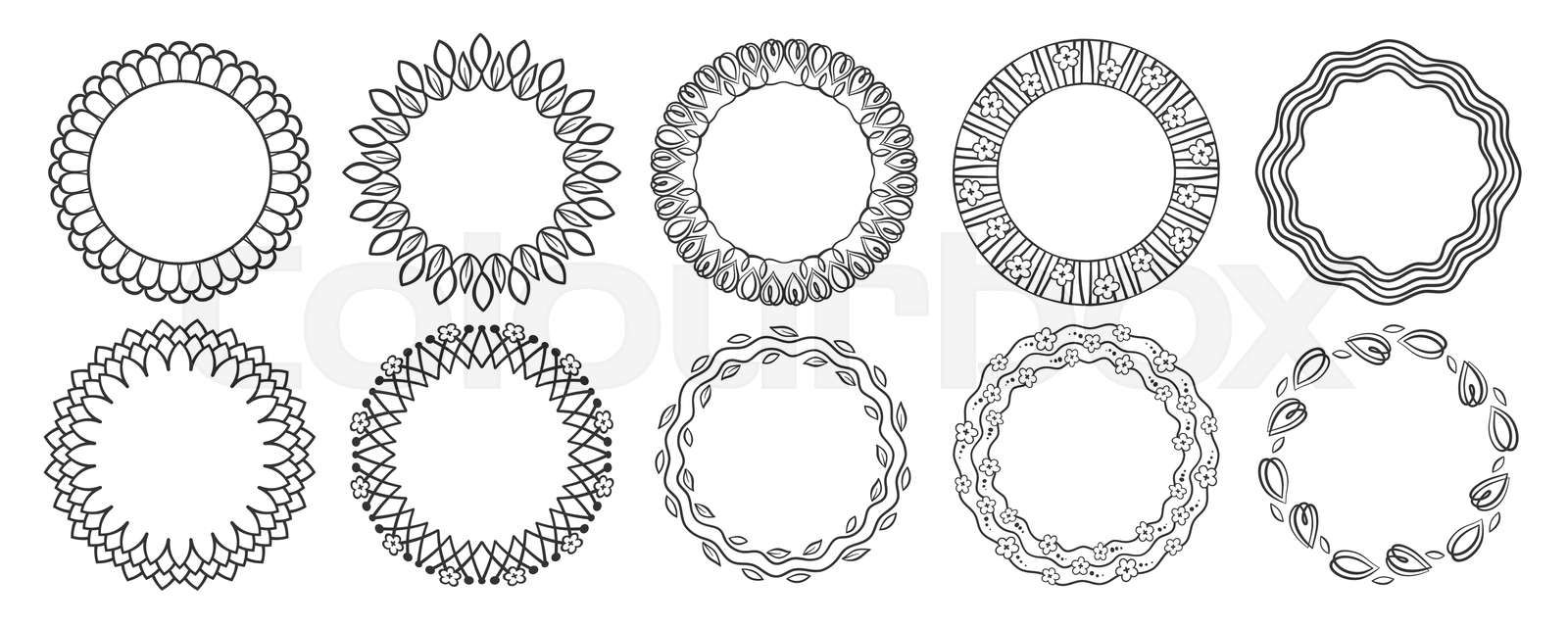 Round Flower Frames Spring Set | Stock vector | Colourbox