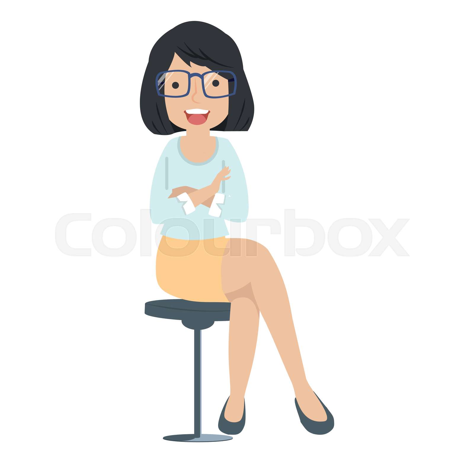 Young Woman Sitting On A Chair Stock Vector Colourbox