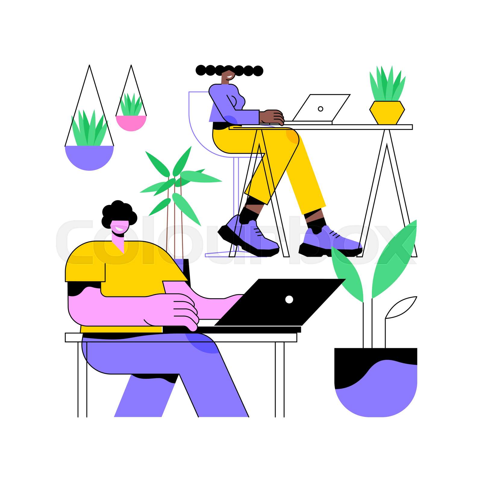 Biophilic office isolated cartoon vector illustrations. | Stock vector | Colourbox