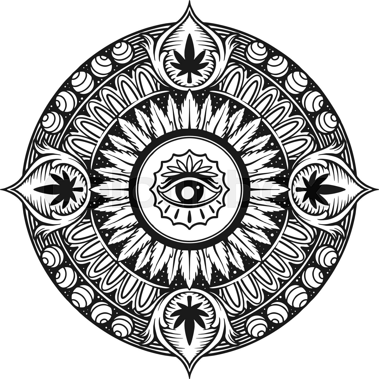 CBD Kush Mandala Silhouette | Stock vector | Colourbox