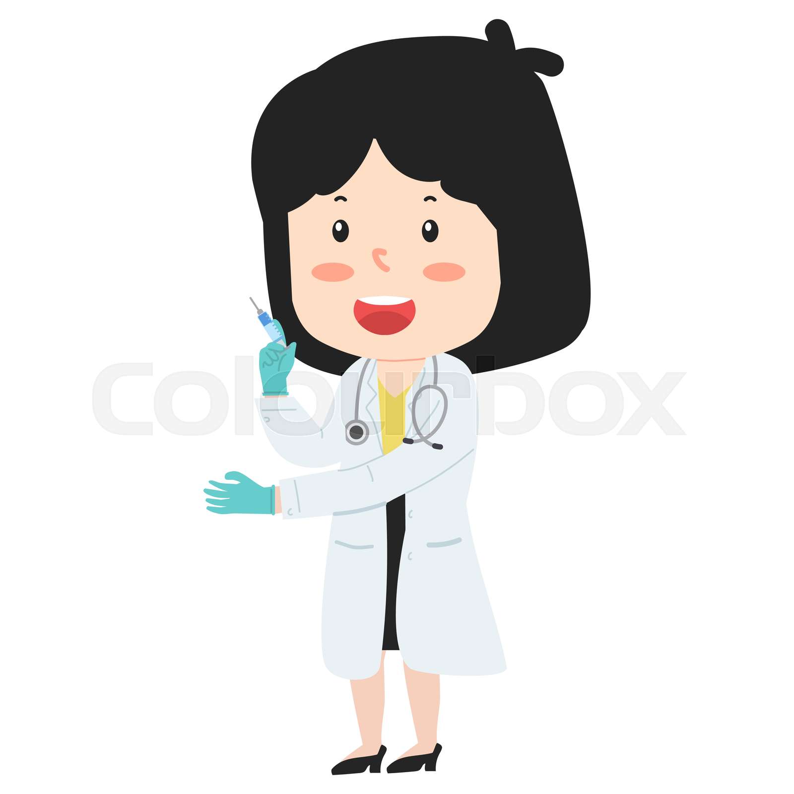 Female doctor injecting with syringe | Stock vector | Colourbox