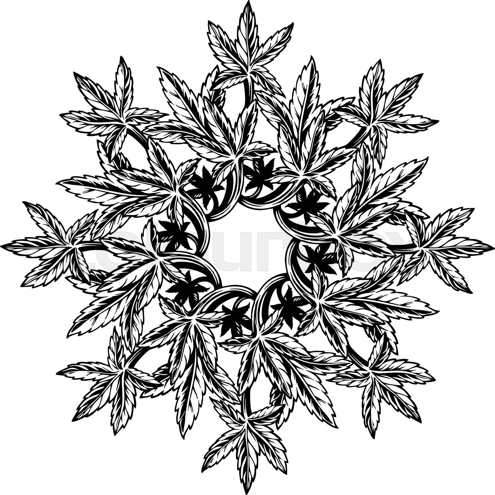 Leaf Mandala Art Coloring Book monochrome | Stock vector | Colourbox