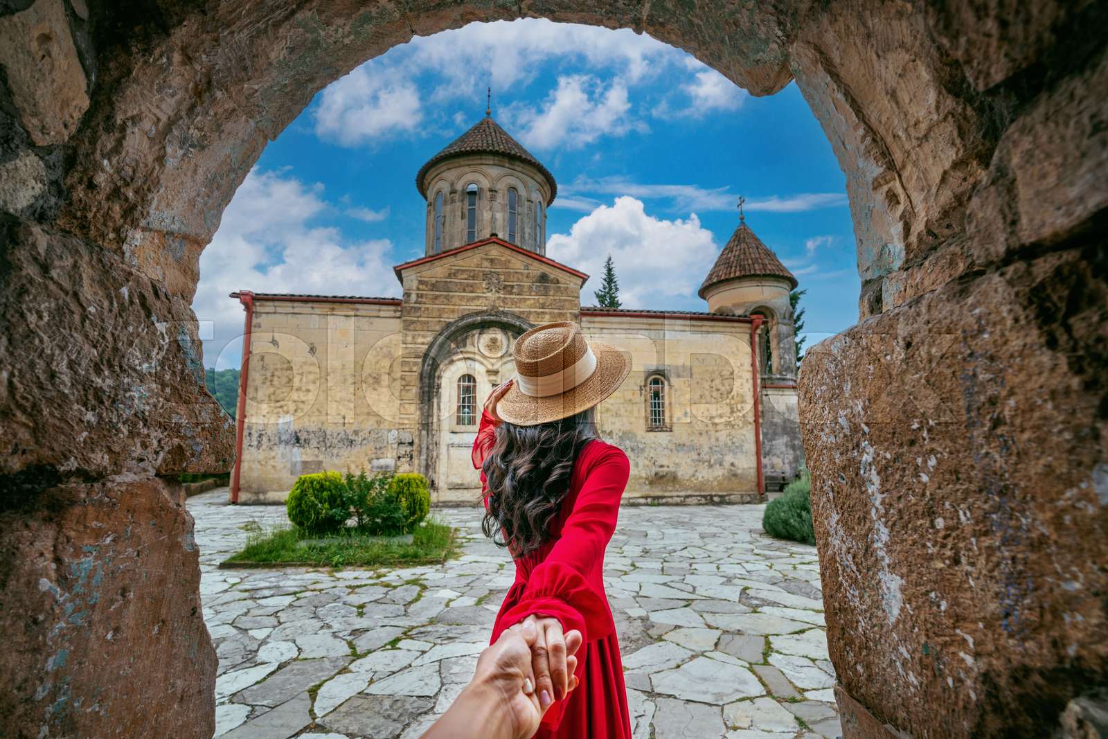 Tourist visiting at Motsameta monastery near Kutaisi, Georgia. | Stock ...