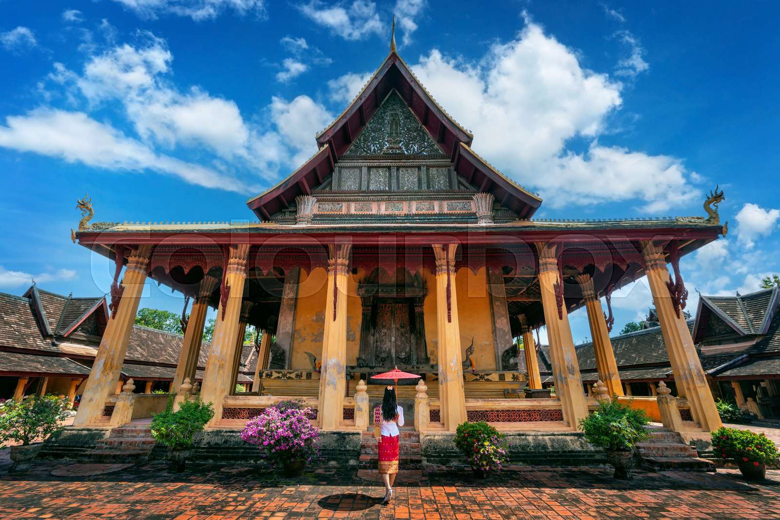 Tourist visiting at Wat Si Saket temple in Vientiane, Laos. | Stock ...