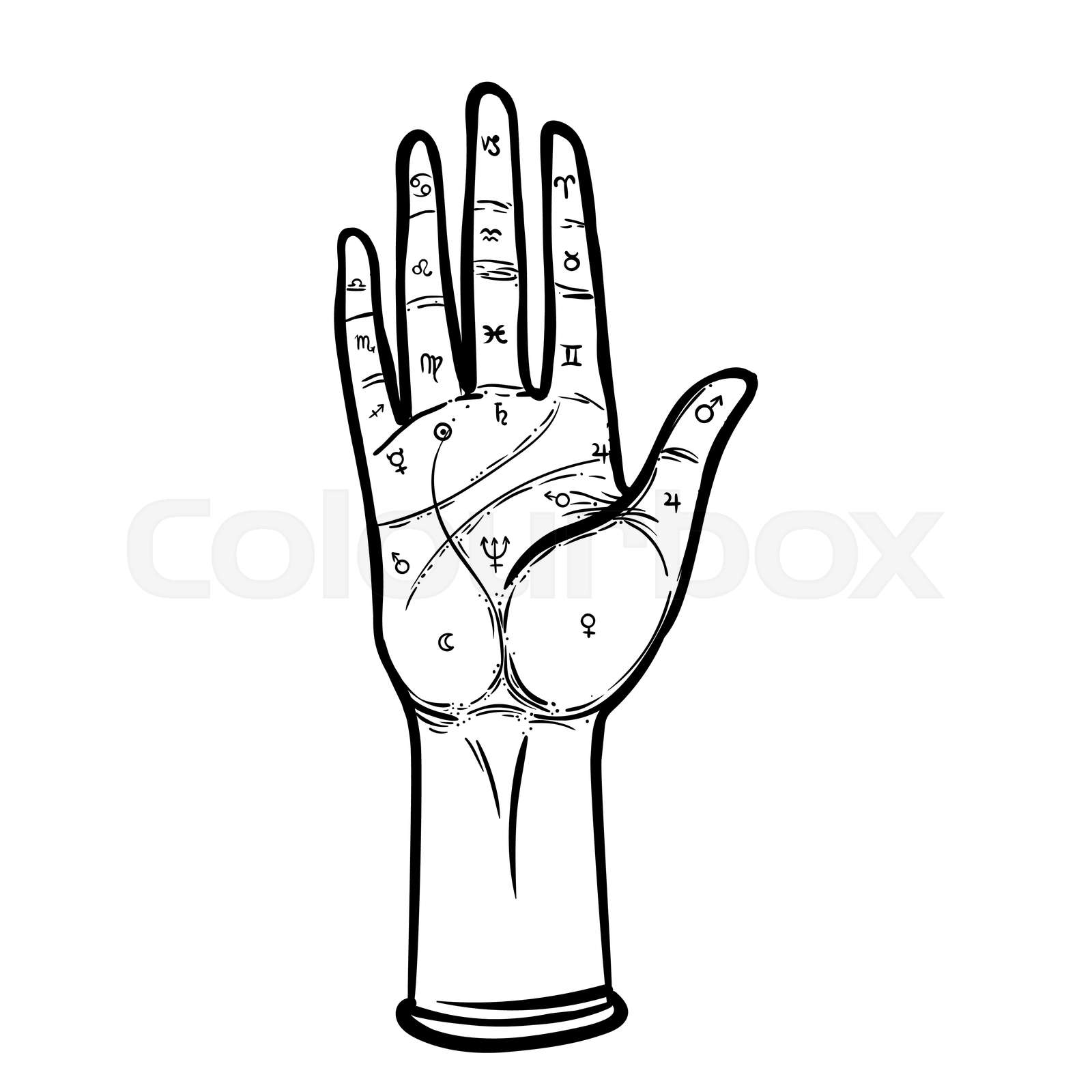 Vintage Hands. Hand drawn sketchy illustration with mystic and occult ...