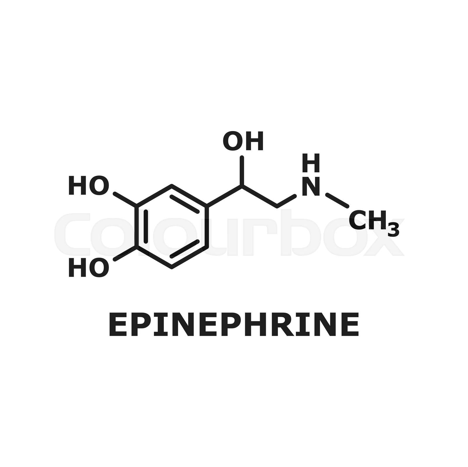 Epinephrine neurotransmitter, adrenaline molecule | Stock vector ...