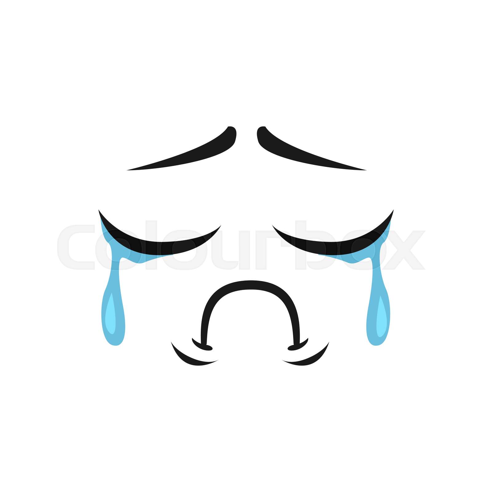 Cartoon crying face with tears dripping from eyes | Stock vector ...