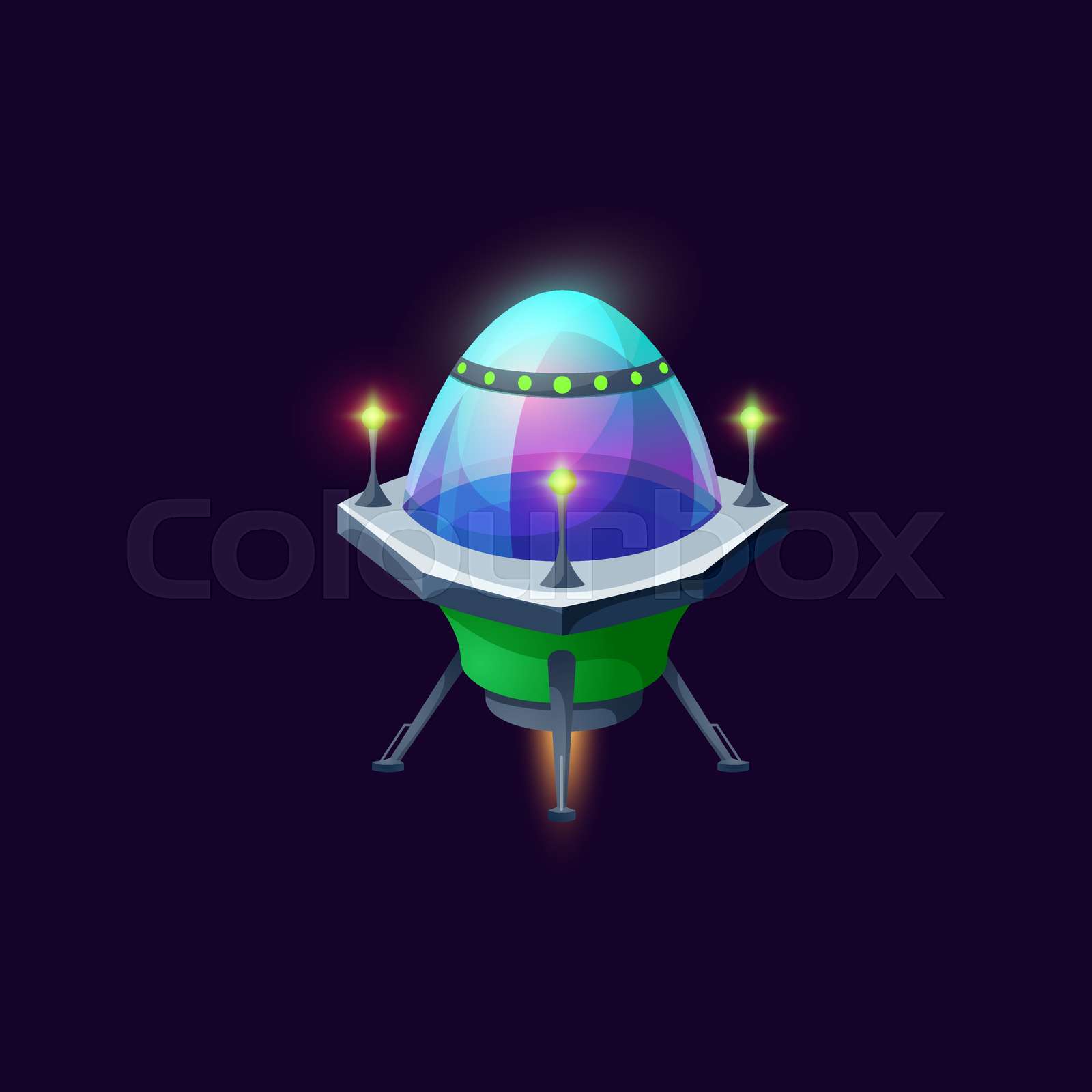 Futuristic flying object isolate fiction spaceship | Stock vector ...