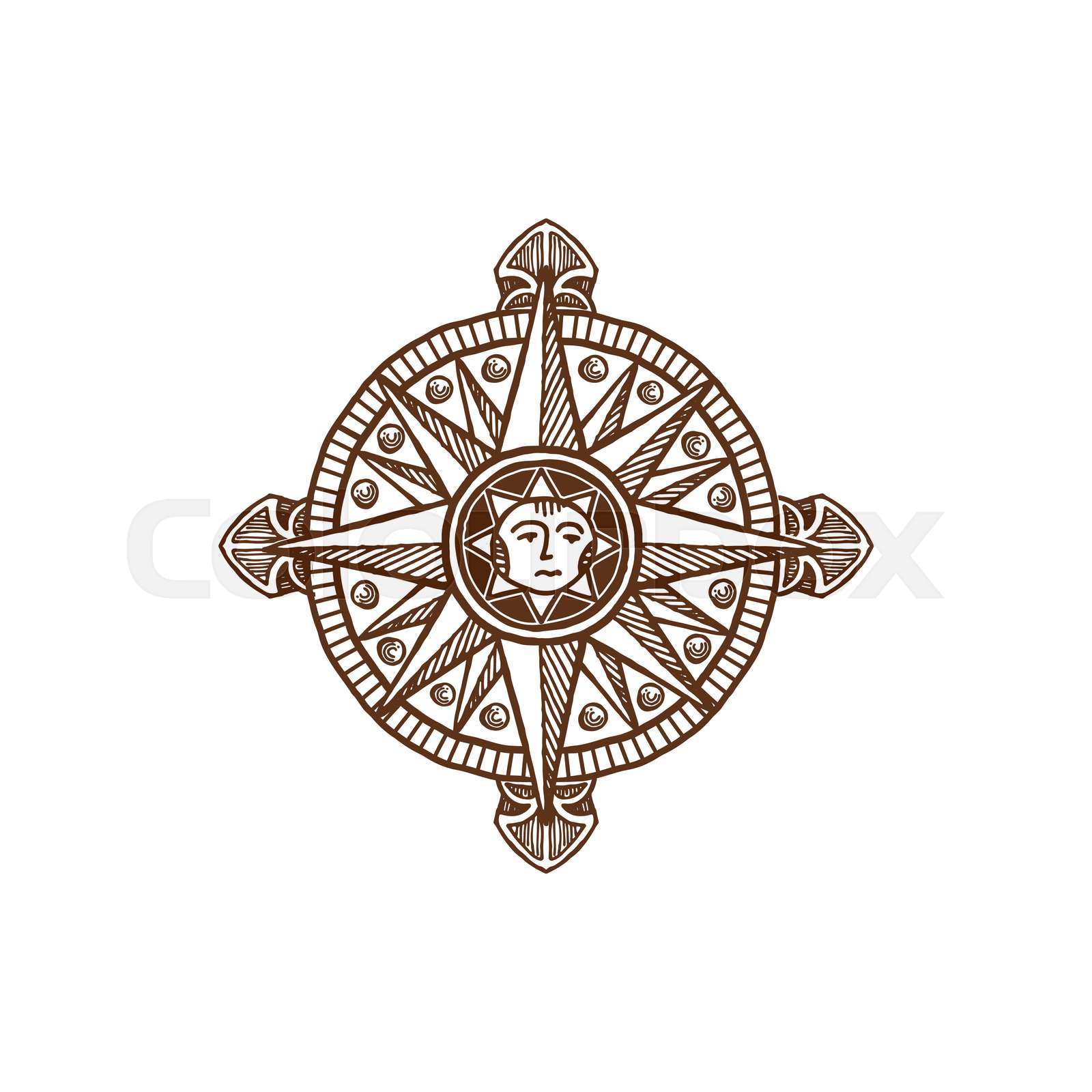 Rose of wind isolate windrose compass medieval map | Stock vector ...