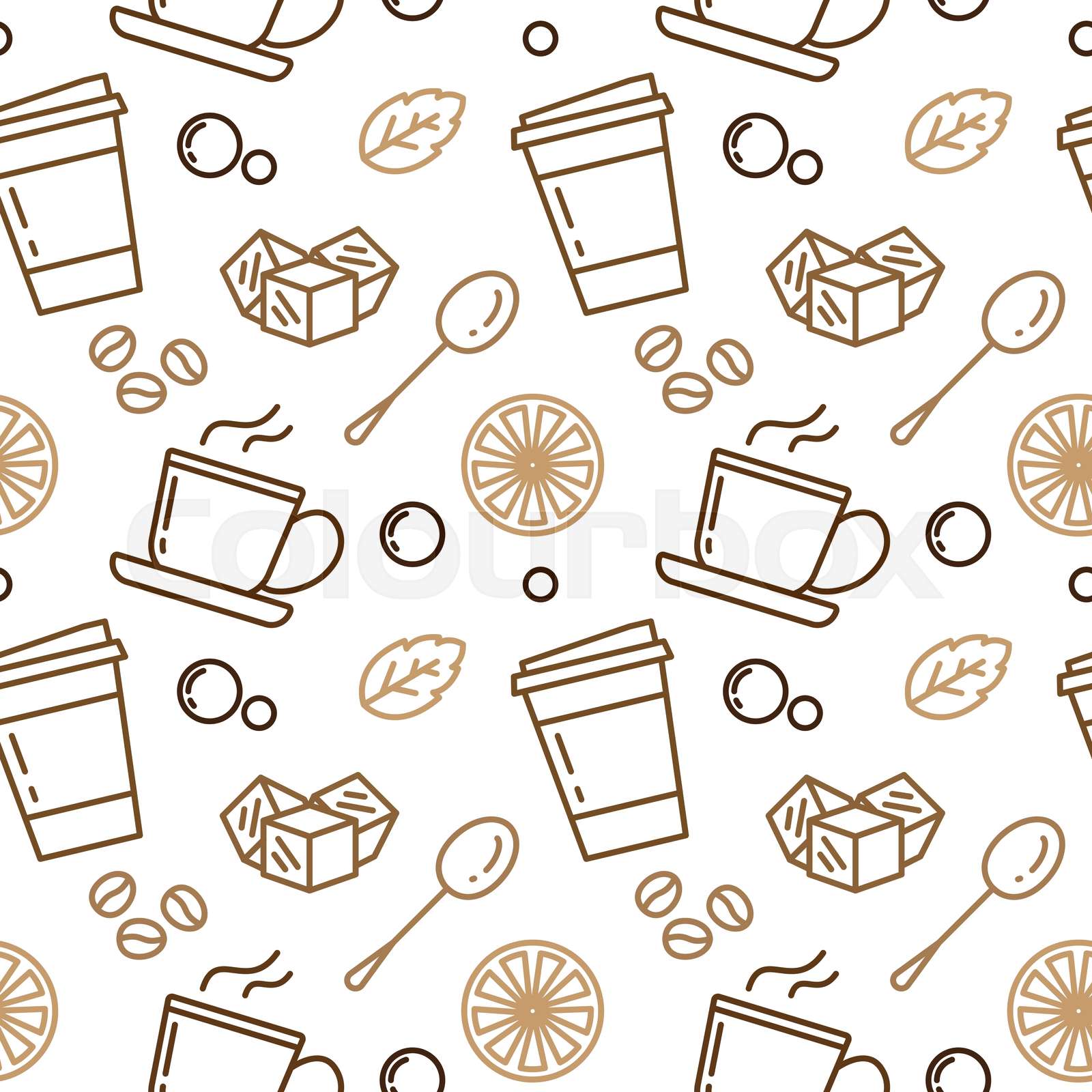 Coffee Cafe Beverage Seamless Pattern White Background | Stock vector ...
