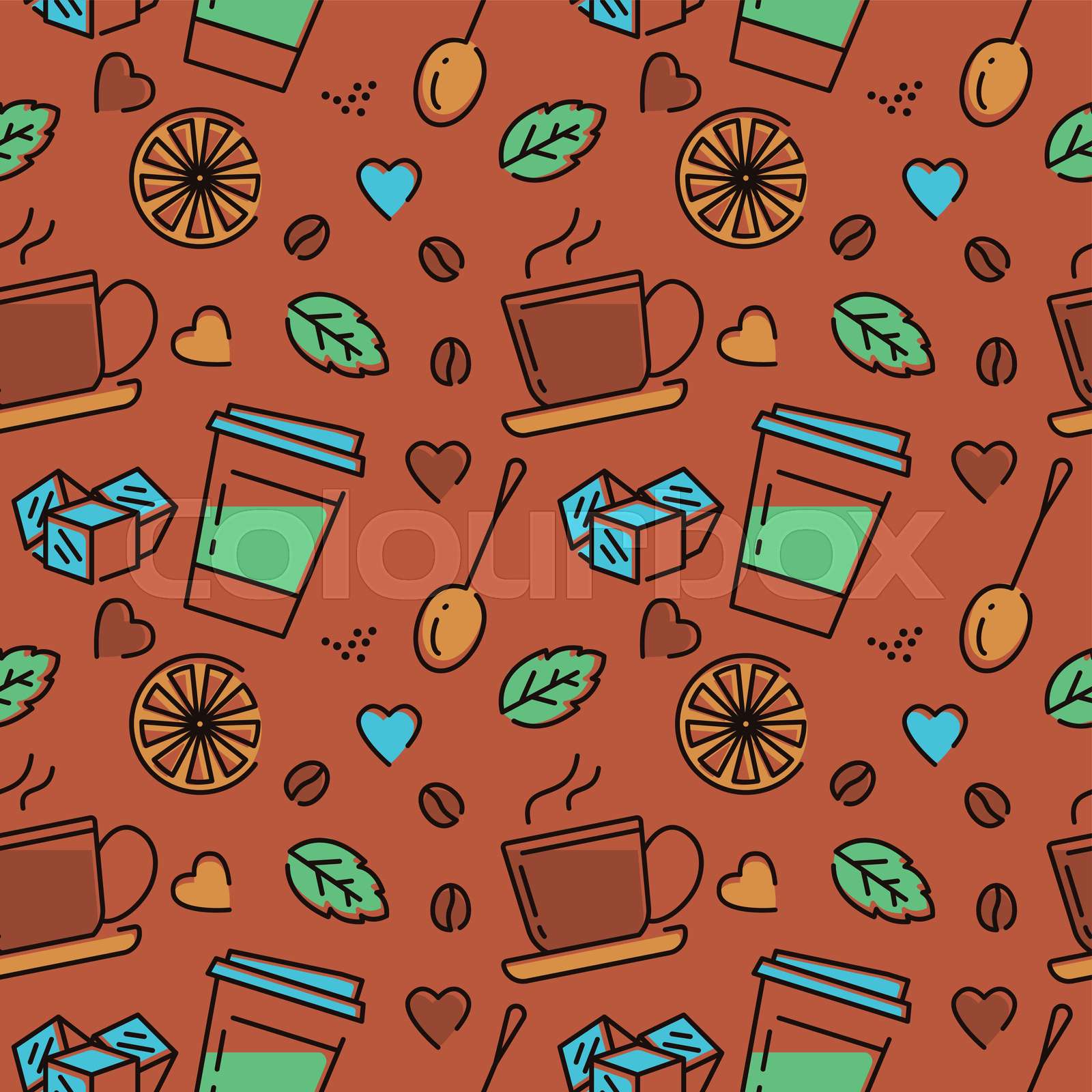 Coffee Cafe Beverage Seamless Pattern Fresh Background | Stock vector ...