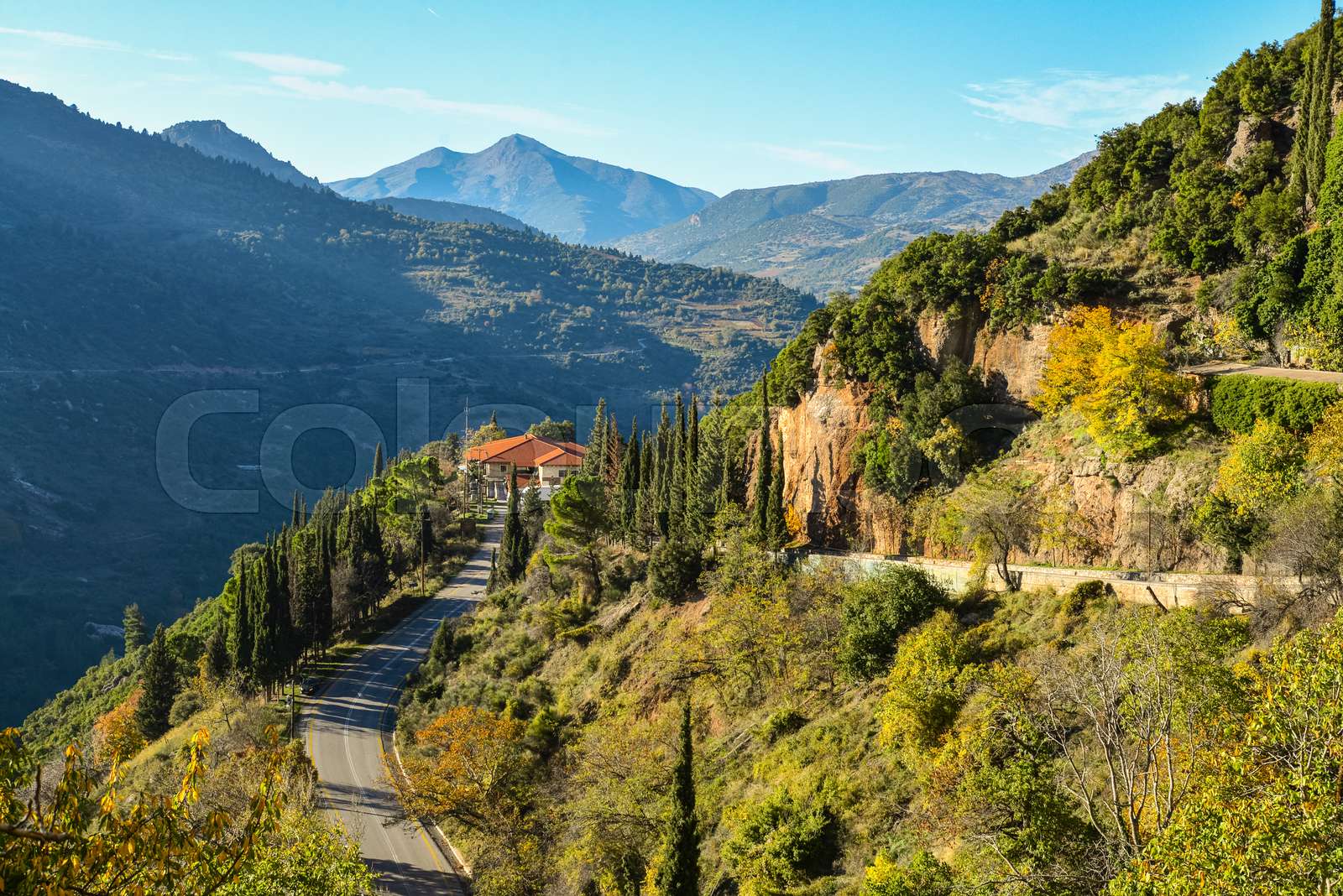 Beautiful empty mountain roadway. | Stock image | Colourbox