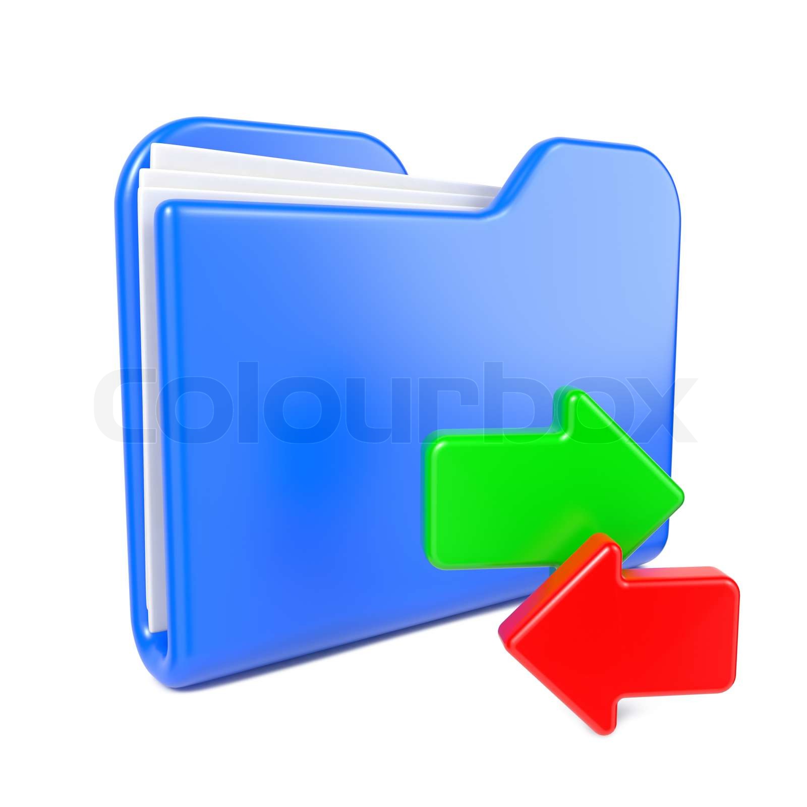 Blue Folder with Green and Red Arrow | Stock image | Colourbox